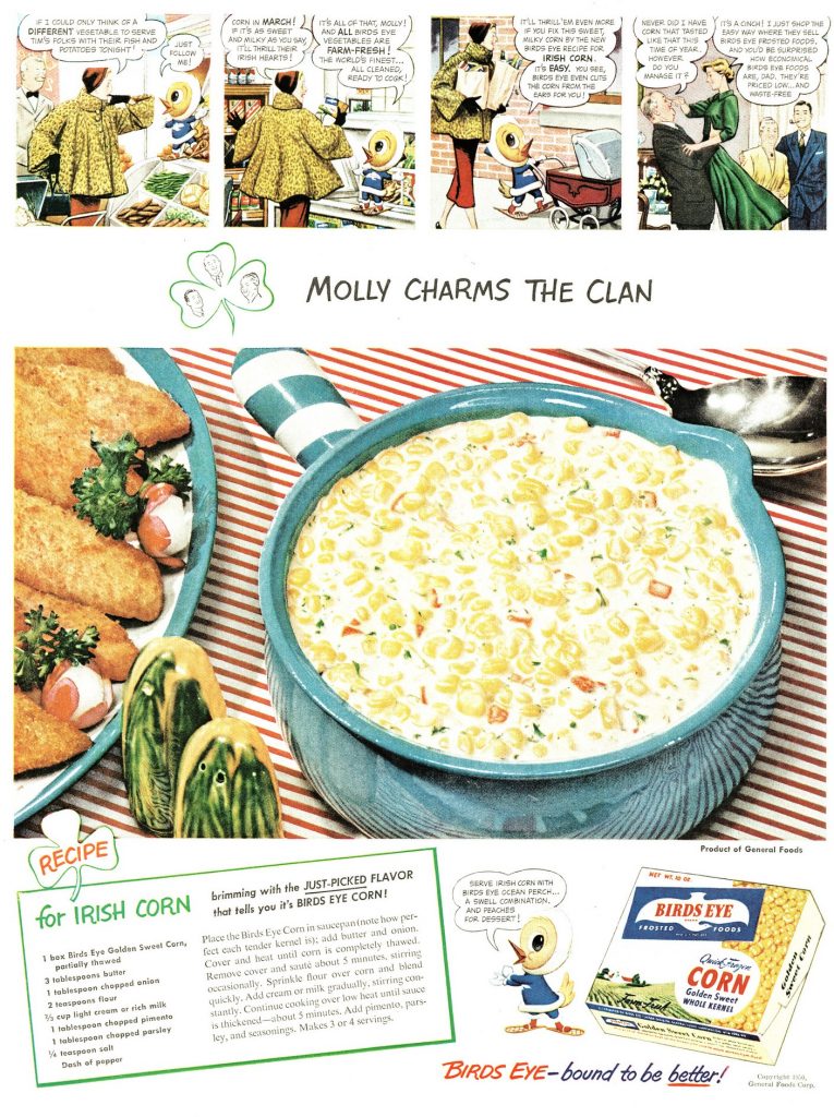 Irish Corn Recipe-With cream, pimento, parsley
